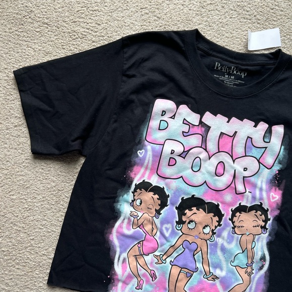 Betty Boop | Tops | Betty Boop Shirt Black Short Sleeve Graphic Tee T ...